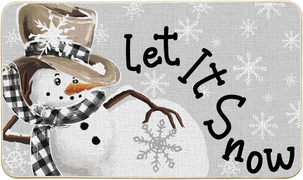 Amazon.com: Mingnei Christmas Let it Snow Snowman Doormat Door Mat for ...