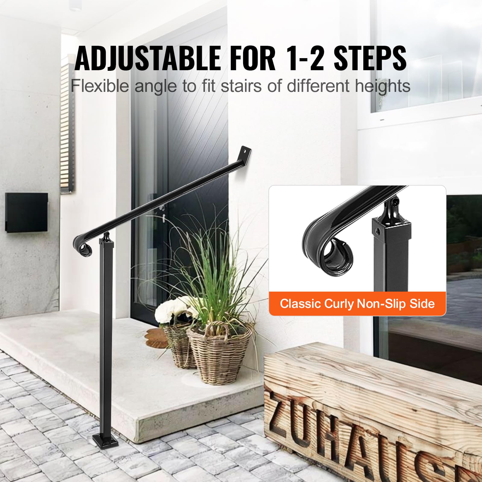 Snapklik.com : Happybuy Handrails For Outdoor Steps 2-3 Step Railings ...