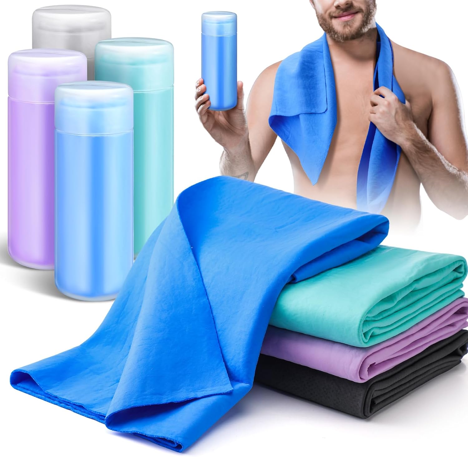 Tisancy 4 Pcs Swim Chamois Towel Shammy Sports Swimmers Towel for ...