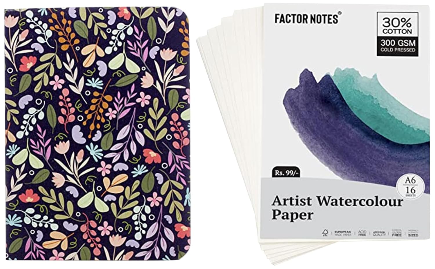 Factor Notes Sketchbook: A6 Pocket Sized, 120 GSM (Night Bloom ...