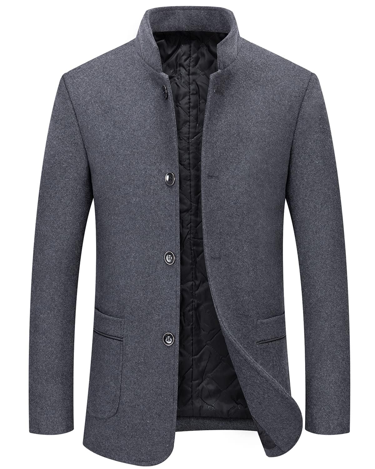 1 x RAW Customer Returns KTWOLEN Men s Wool Coat Short Trench Coat Sli ...