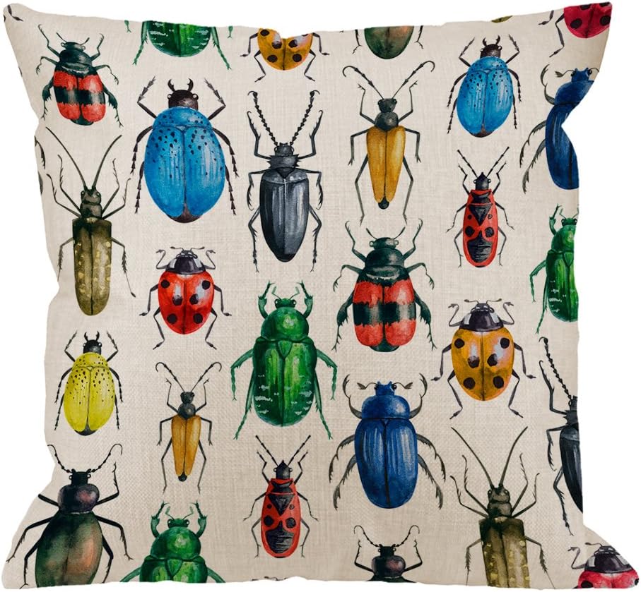 Amazon.com: Throw Pillow Case Color Ladybug Pattern Insects Webbed ...