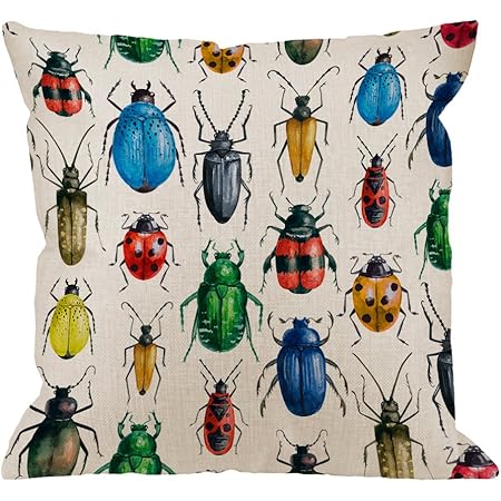 Amazon.com: Throw Pillow Case Color Ladybug Pattern Insects Webbed ...