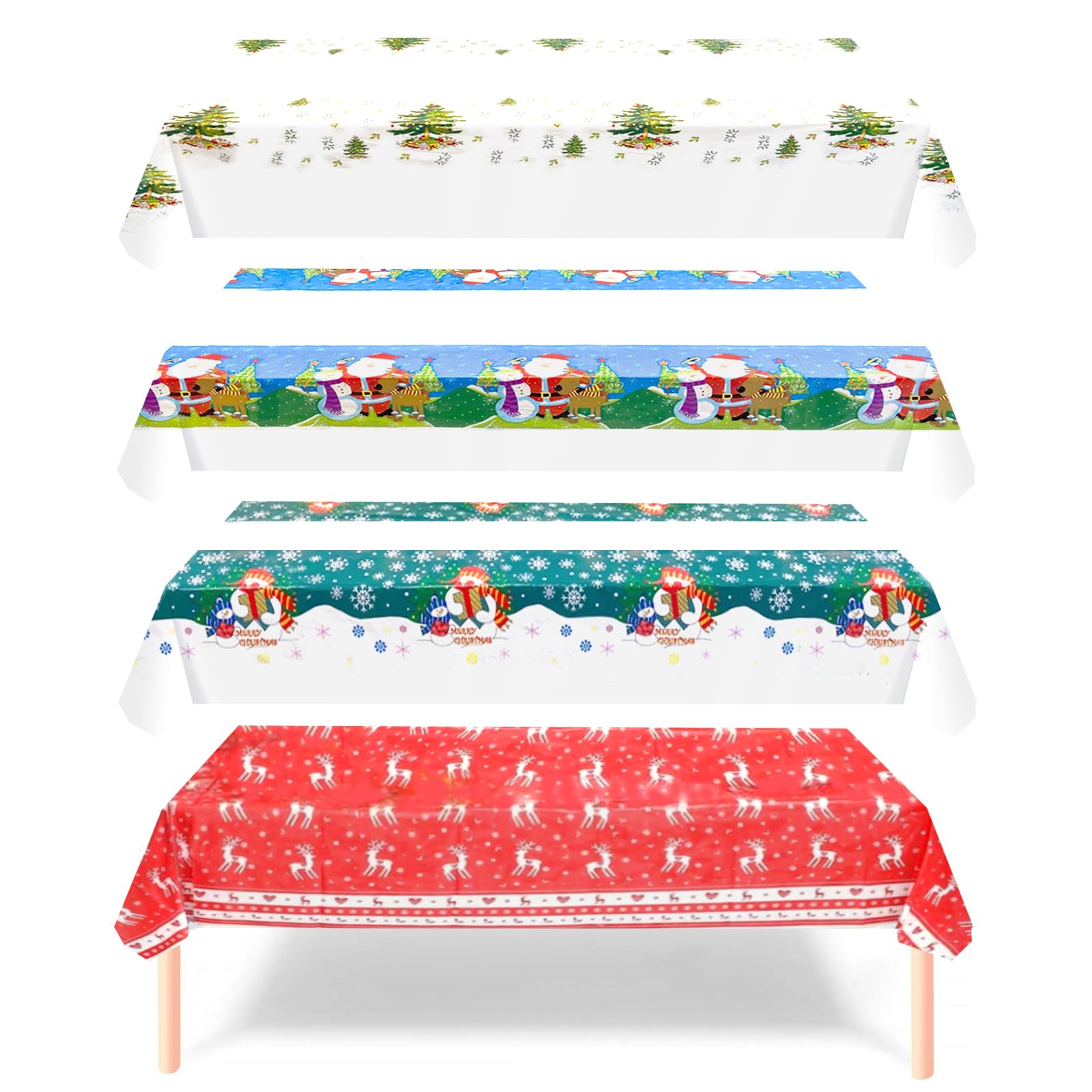 DALAETUS 4 Pcs Christmas Tablecloths Set, Disposable Plastic Christmas ...