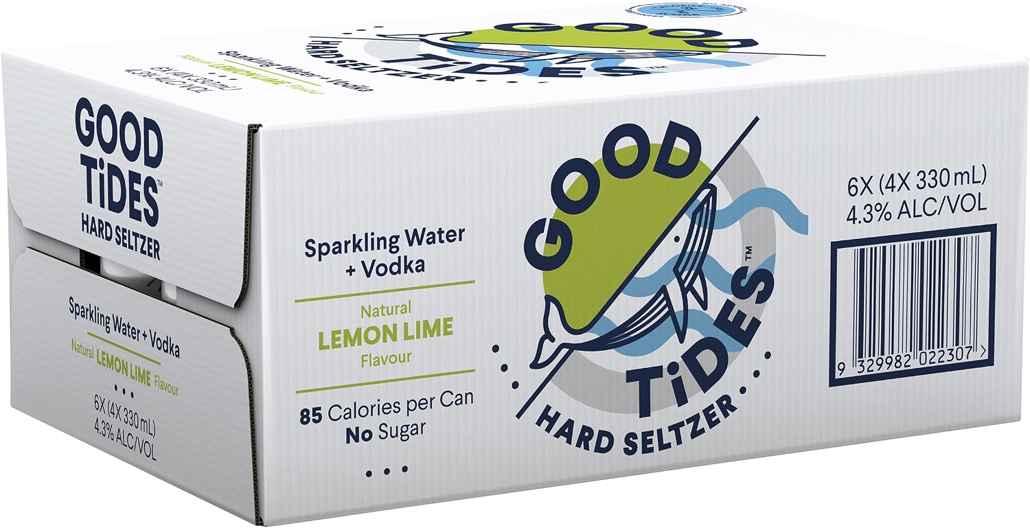 Good Tides Hard Seltzer Lemon Lime 24vx 330mL : Amazon.com.au: Pantry ...