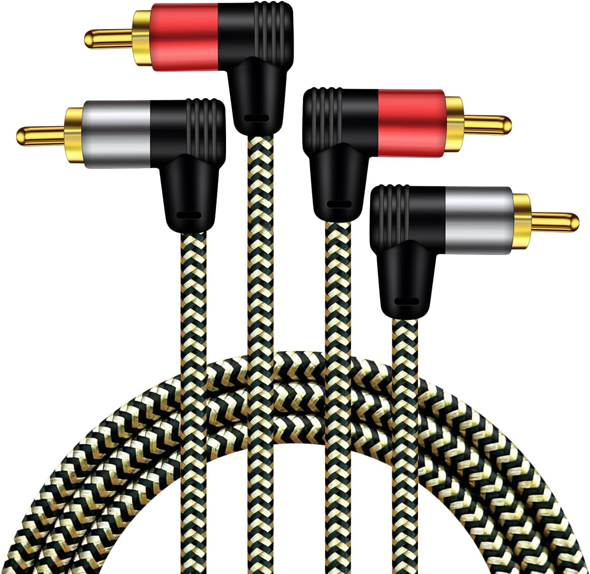 2 x Right Angled Phono Plug to 2 x Right Angled Phono Plugs,: Amazon.co ...