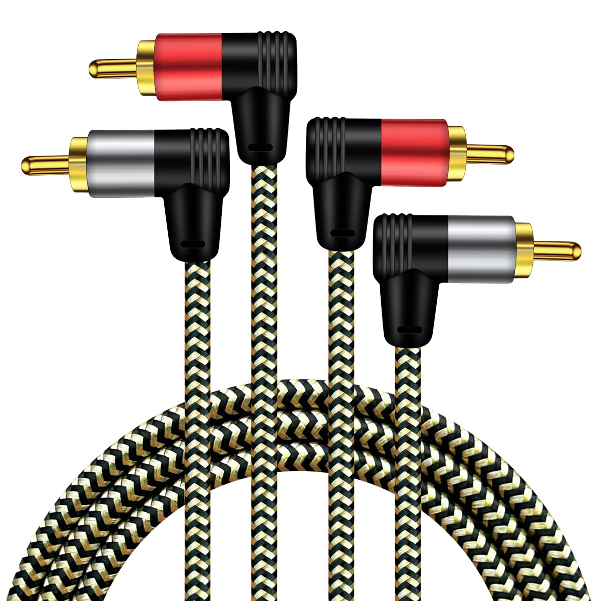 RCA Cable,90 Degree Right Angled 2 RCA Male to Male Cable,[Hi-Fi Sound ...