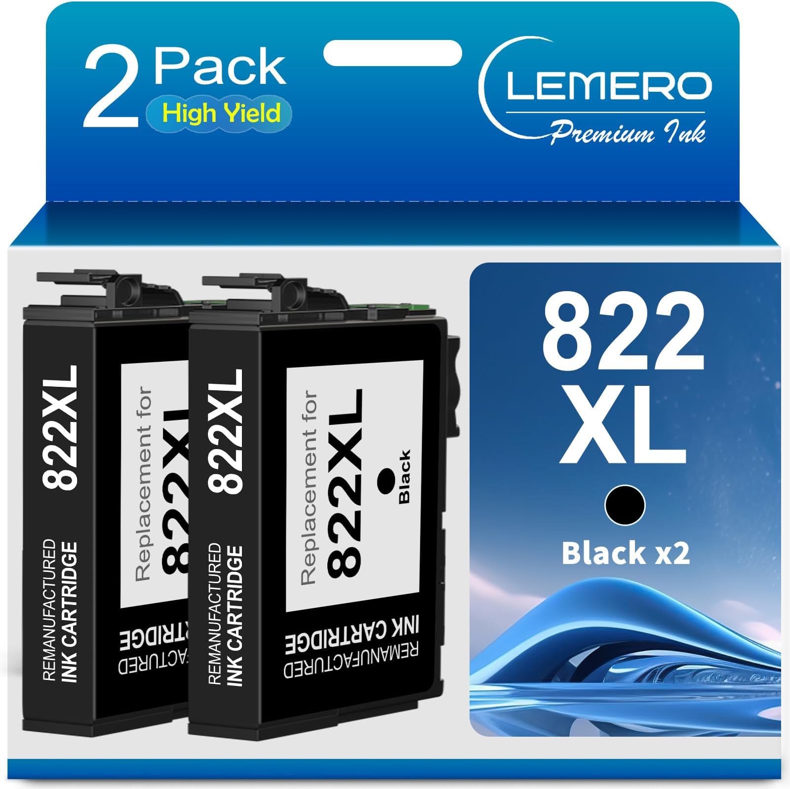 Amazon.com: LEMERO Remanufactured 822 822XL Black Ink Cartridges ...
