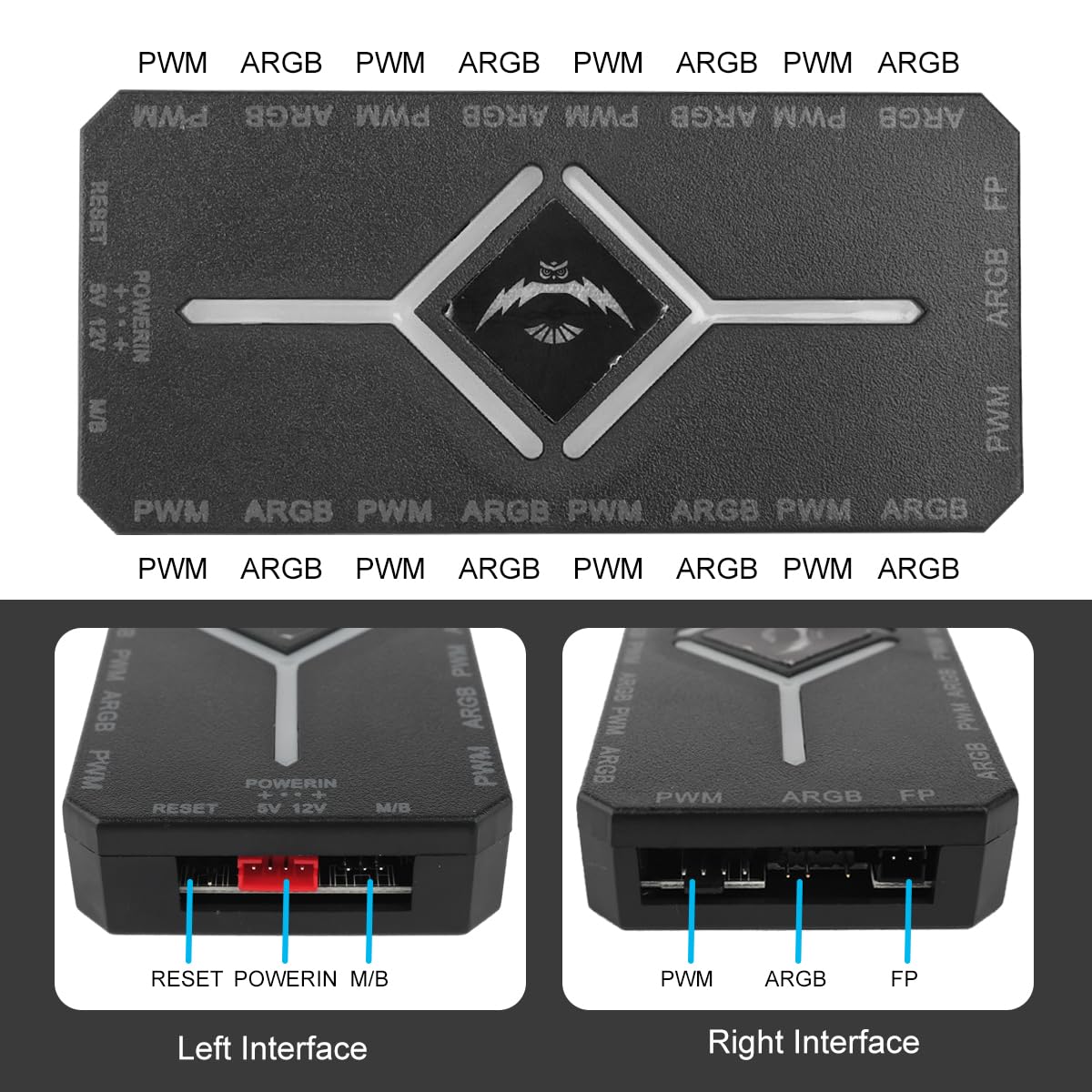 Snapklik.com : ARGB PWM Fan Hub, Addressable 5V-3PIN 2-in-1 RGB ...