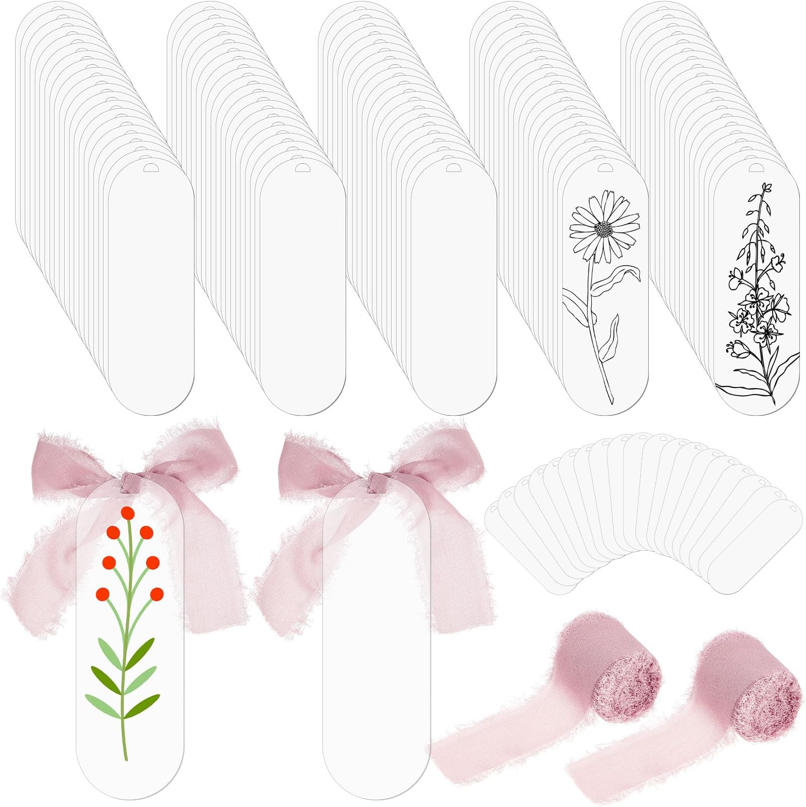 Amazon.com: Yeaqee 100 Pcs Acrylic Bookmark Blanks Clear Bookmarks ...
