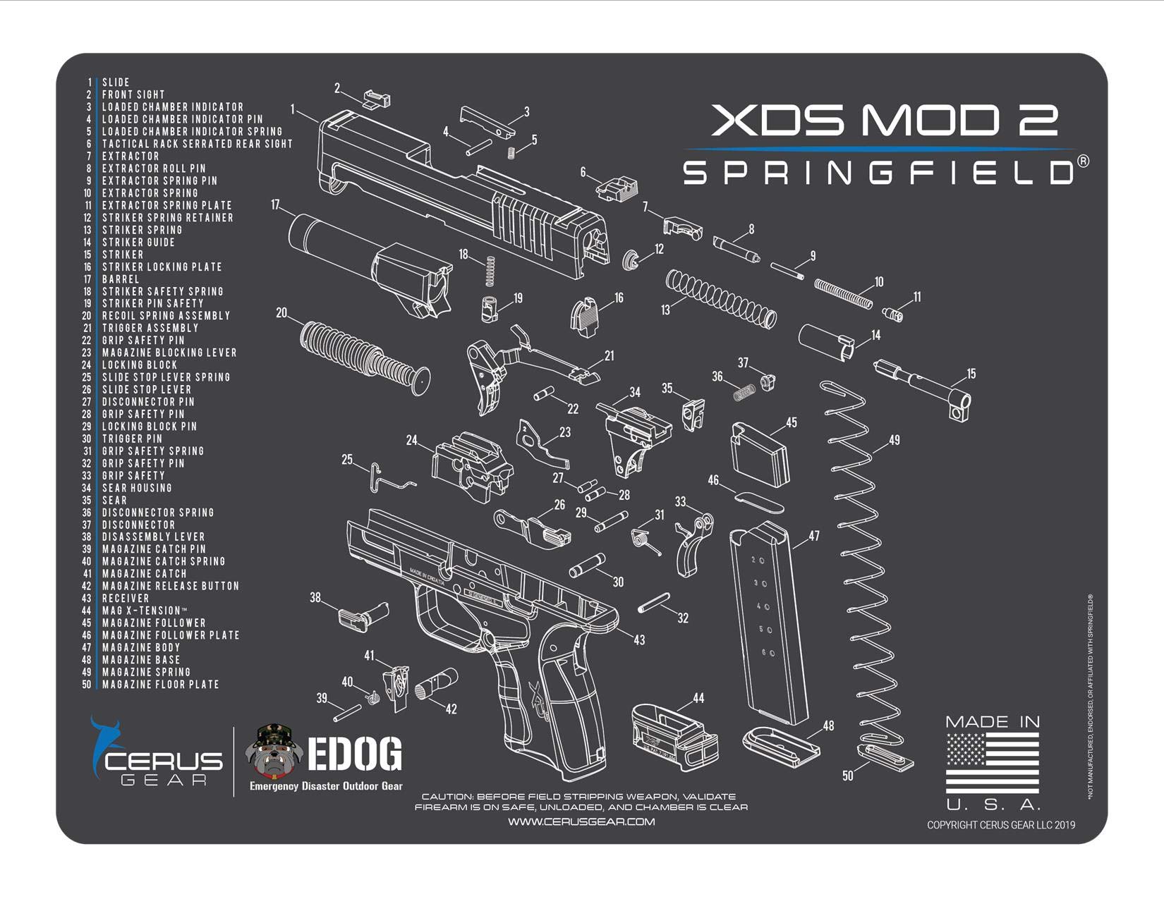 Schematic Exploded View Diagram Compatible With Springfield Armory Xds ...