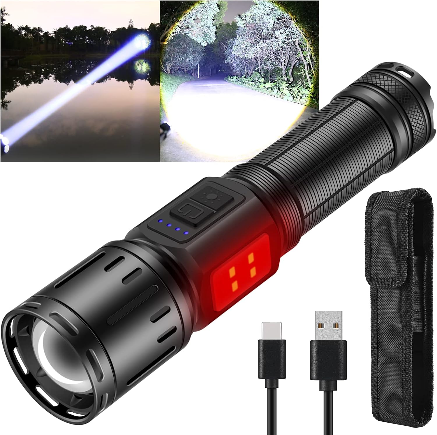 Rechargeable Flashlights High Lumens Long Range, Esgofo High Power ...
