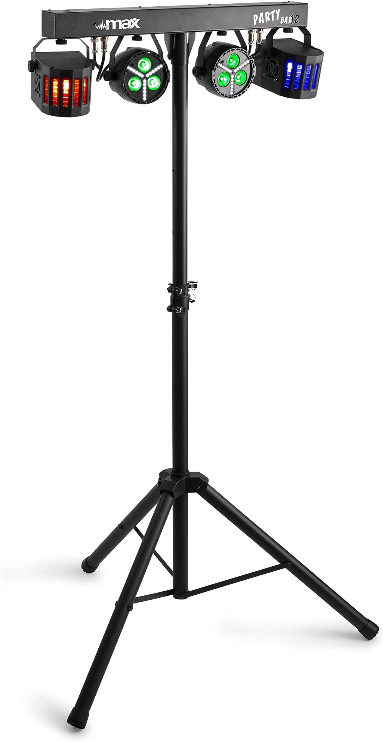 Max LED ParBar 4-Way Par Lights with Stage Lighting Stand for Mobile DJ ...