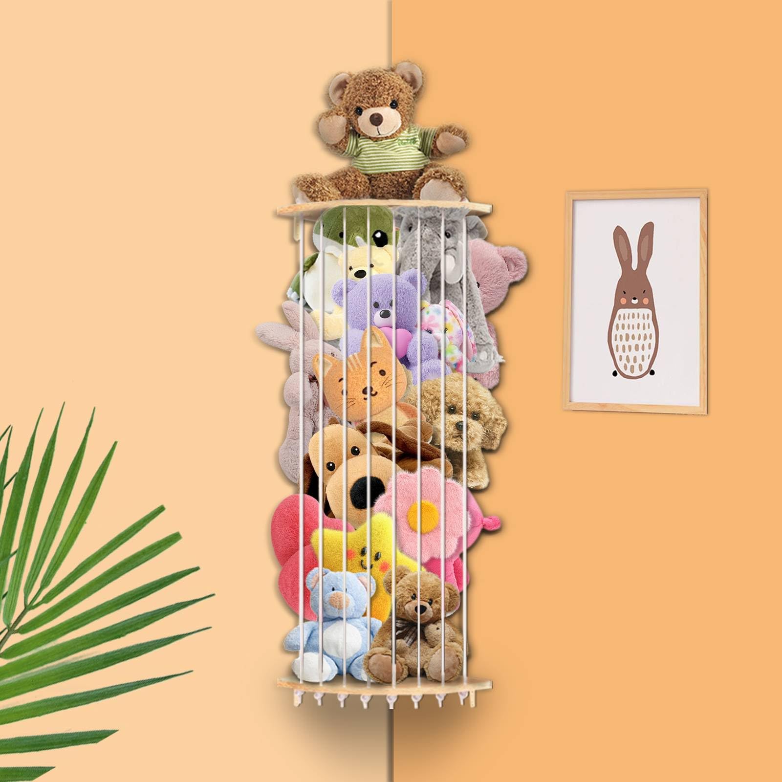 Corner Stuffed Animal Storage Wood Plush Toys Hanging Organizer Length ...