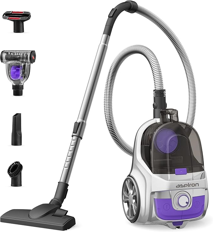 Amazon.com - Aspiron Upgraded Canister Vacuum Cleaner, 1200W Bagless ...