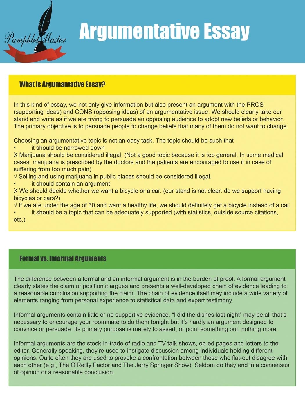 Argumentative Essay: Master, Pamphlet: 9781634281843: Amazon.com: Books