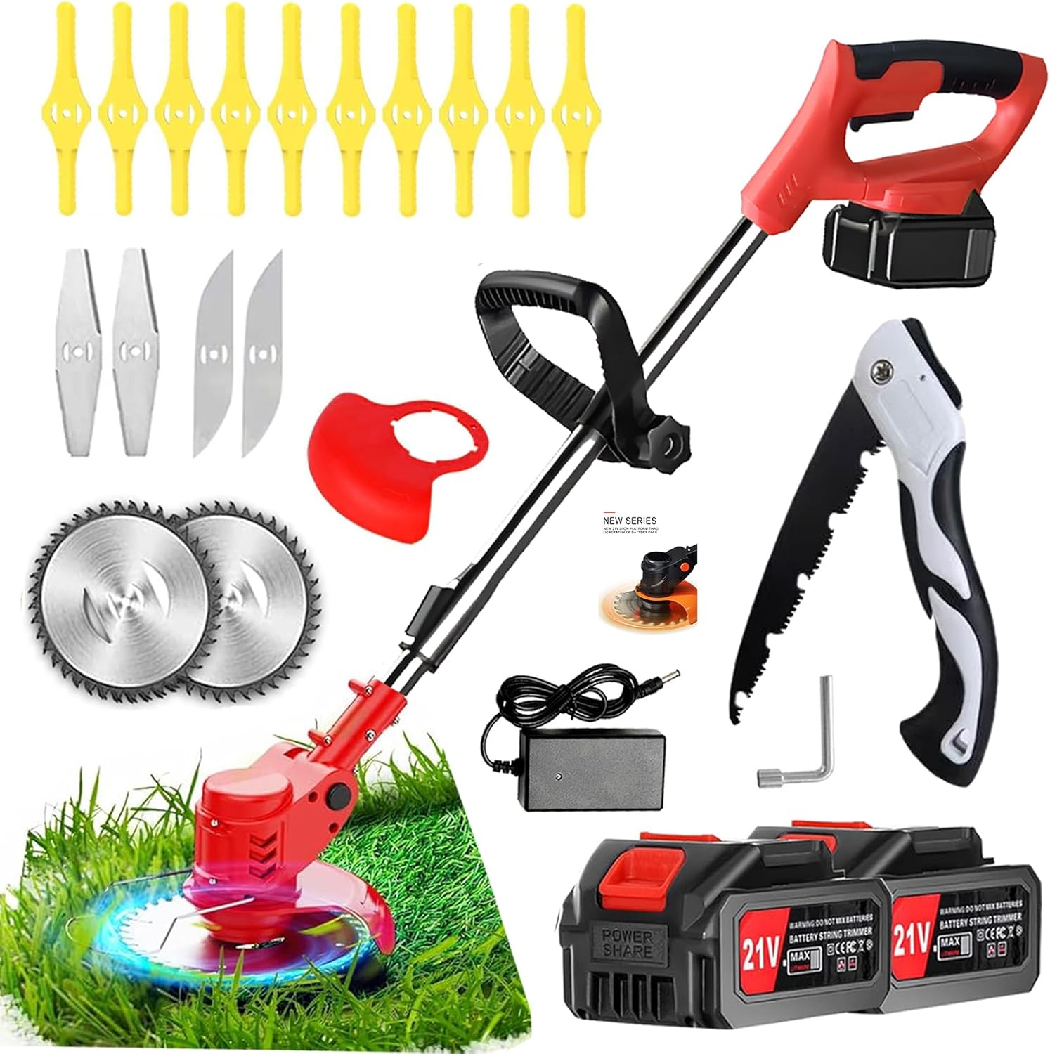 Weed Wacker, 3 in 1 Cordless Weed Wacker with 2 21V 2.0Ah Batteries ...
