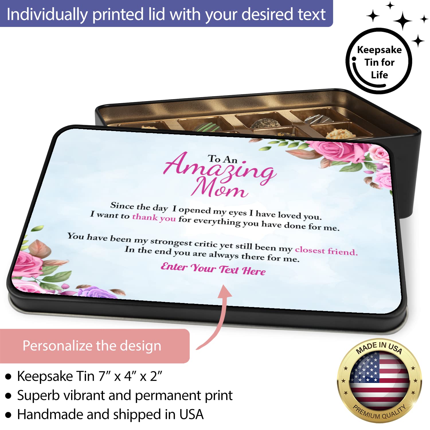 To An Amazing Mom – Chocolates hechos a mano personalizados en lata de ...