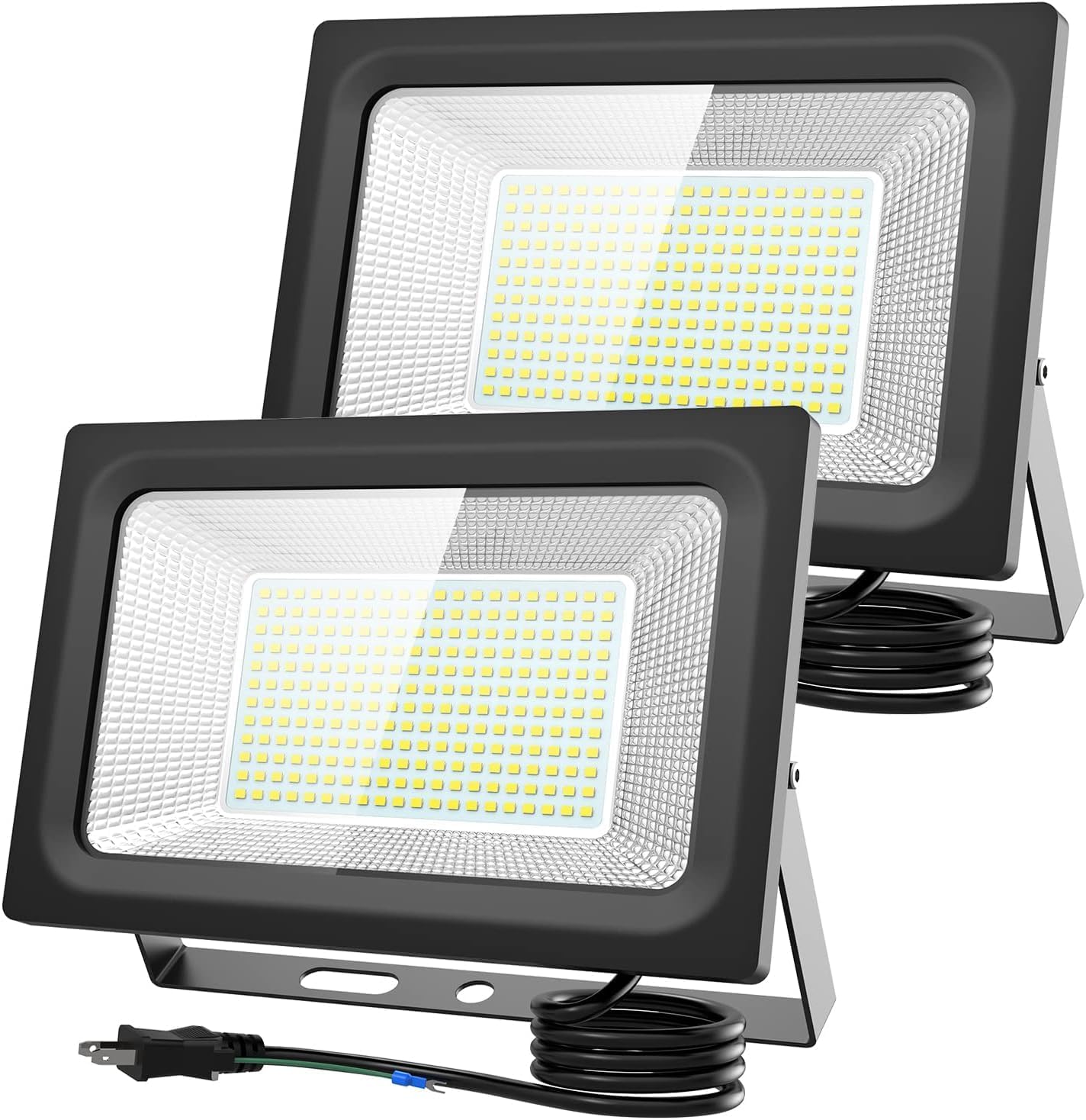 Amazon.co.jp: KIWEN【超爆光 2個セット】led投光器 100W 1500w相当 15000LM 昼光色 作業灯 led 100V対応 アース付きプラグ PSE適合 led ...