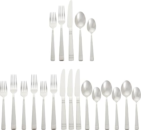 Amazon.com | Amazon Basics Silverware, 20-Piece Stainless Steel ...