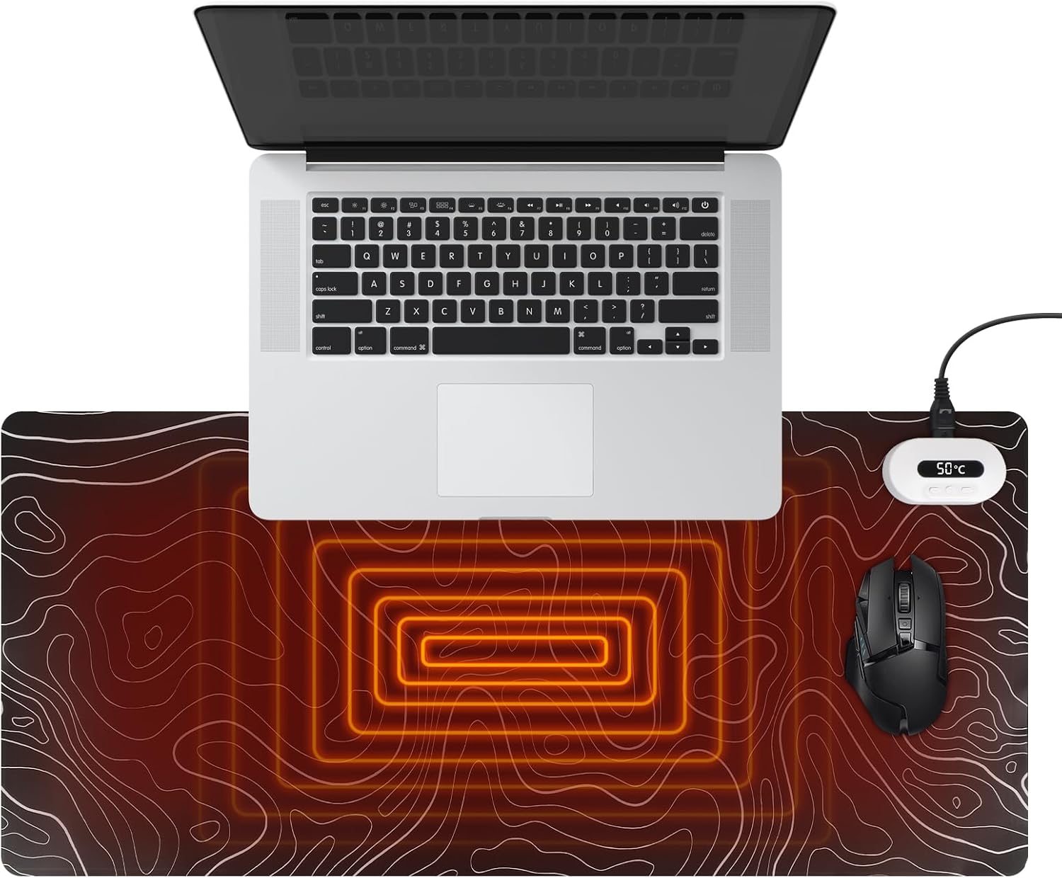LUFEIS Warm Desk Pad, 32" x 15" Heated Mouse Pad with 7 Adjustable ...