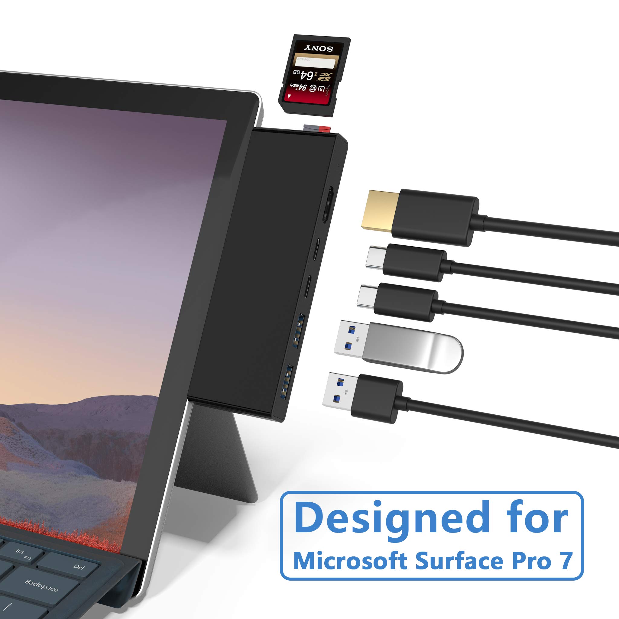 Buy Surface Pro 7 Hub Docking Station with 4K HDMI Adapter+USB C PD 60W ...