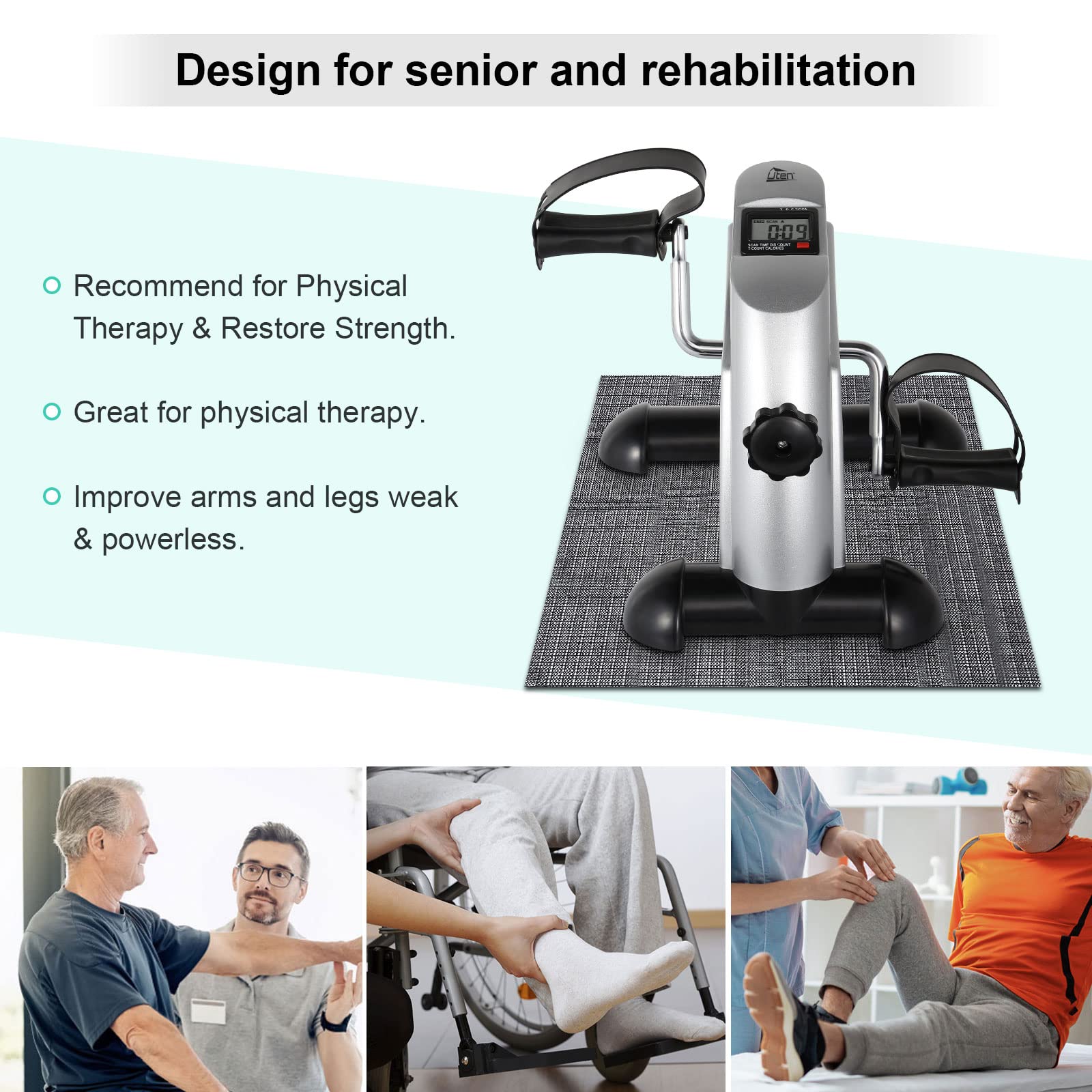 Snapklik.com : Uten Mini Exercise Bike, Under Desk Bike Pedal Exerciser ...