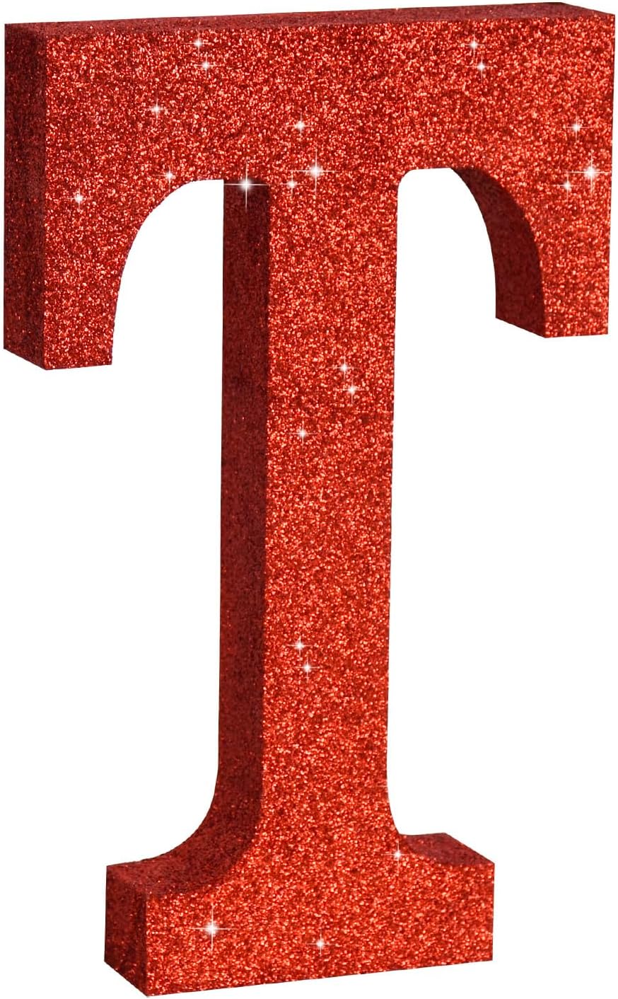 Amazon.com: TONIFUL 8 Inch Red Glitter Letter T Table Centerpiece A-Z ...
