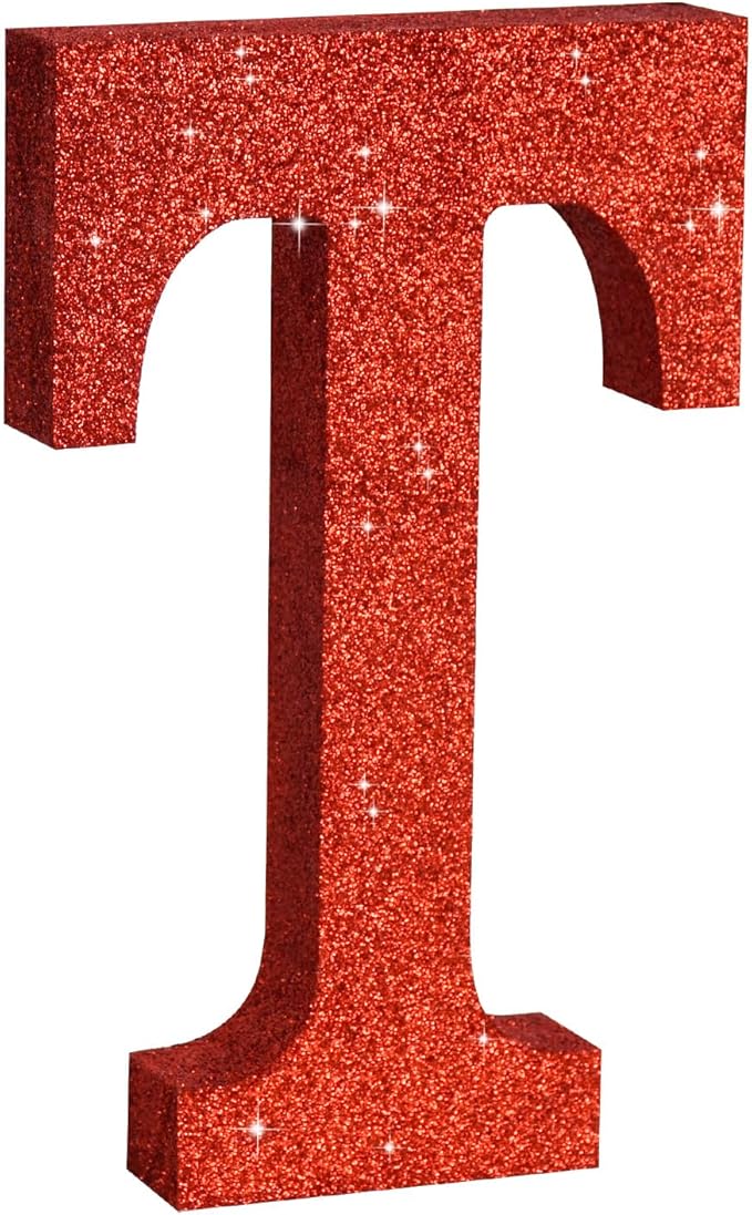 Amazon.com: TONIFUL 8 Inch Red Glitter Letter T Table Centerpiece A-Z ...