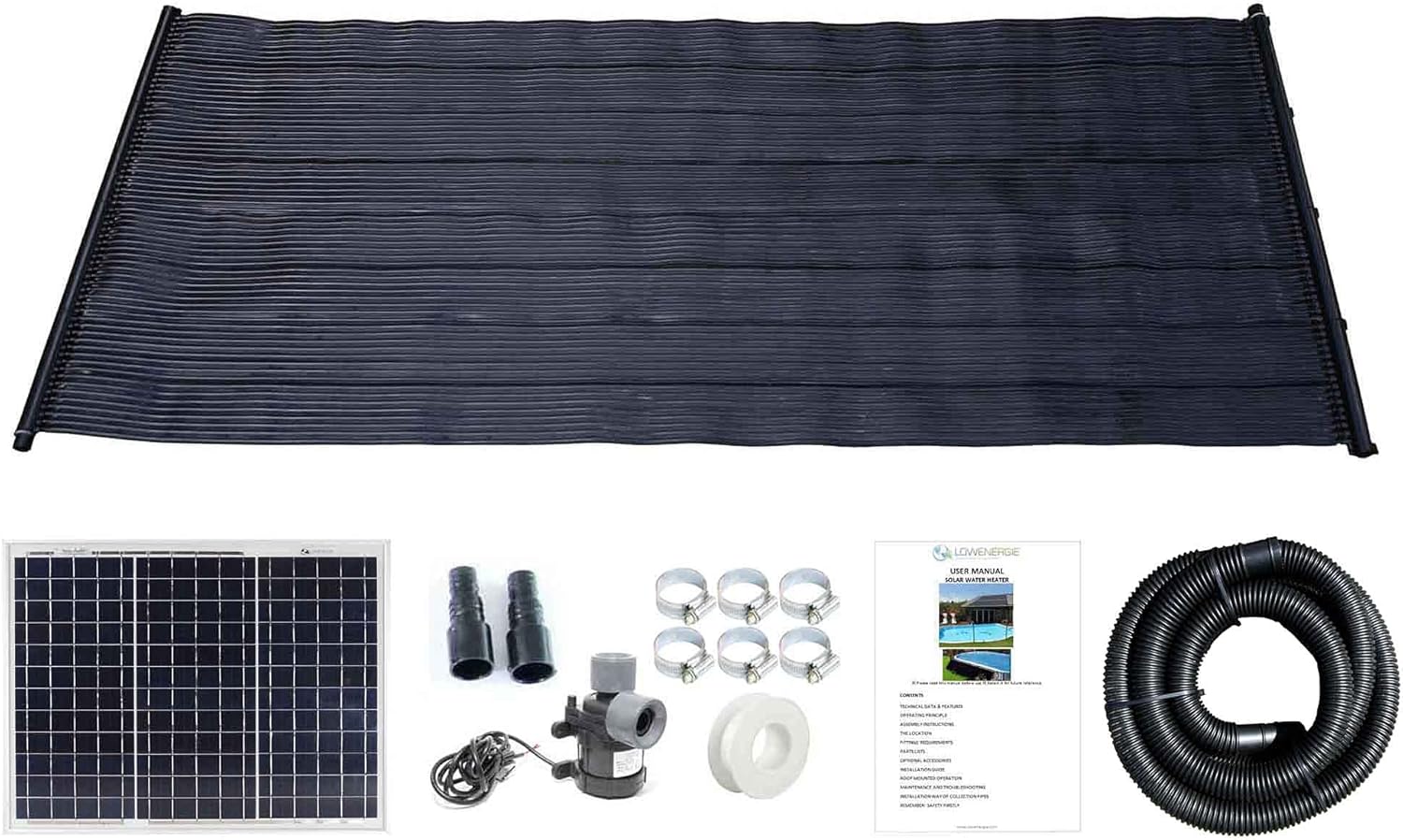 LOWENERGIE Total Solar Swimming Pool Heater Mat 30w Panel Pump Pool ...