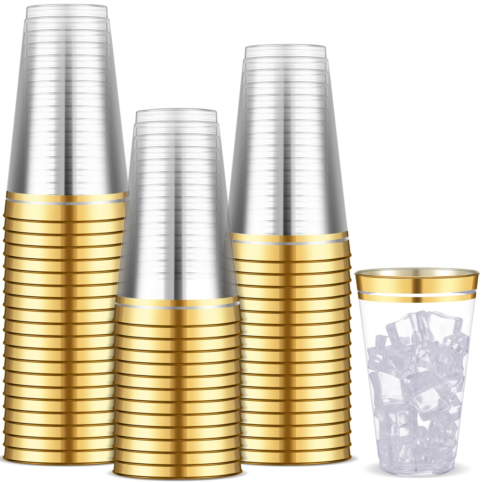 Amazon.com: Sliner 50 Pcs Hard Plastic Cups Double Colored Rimmed Cups ...