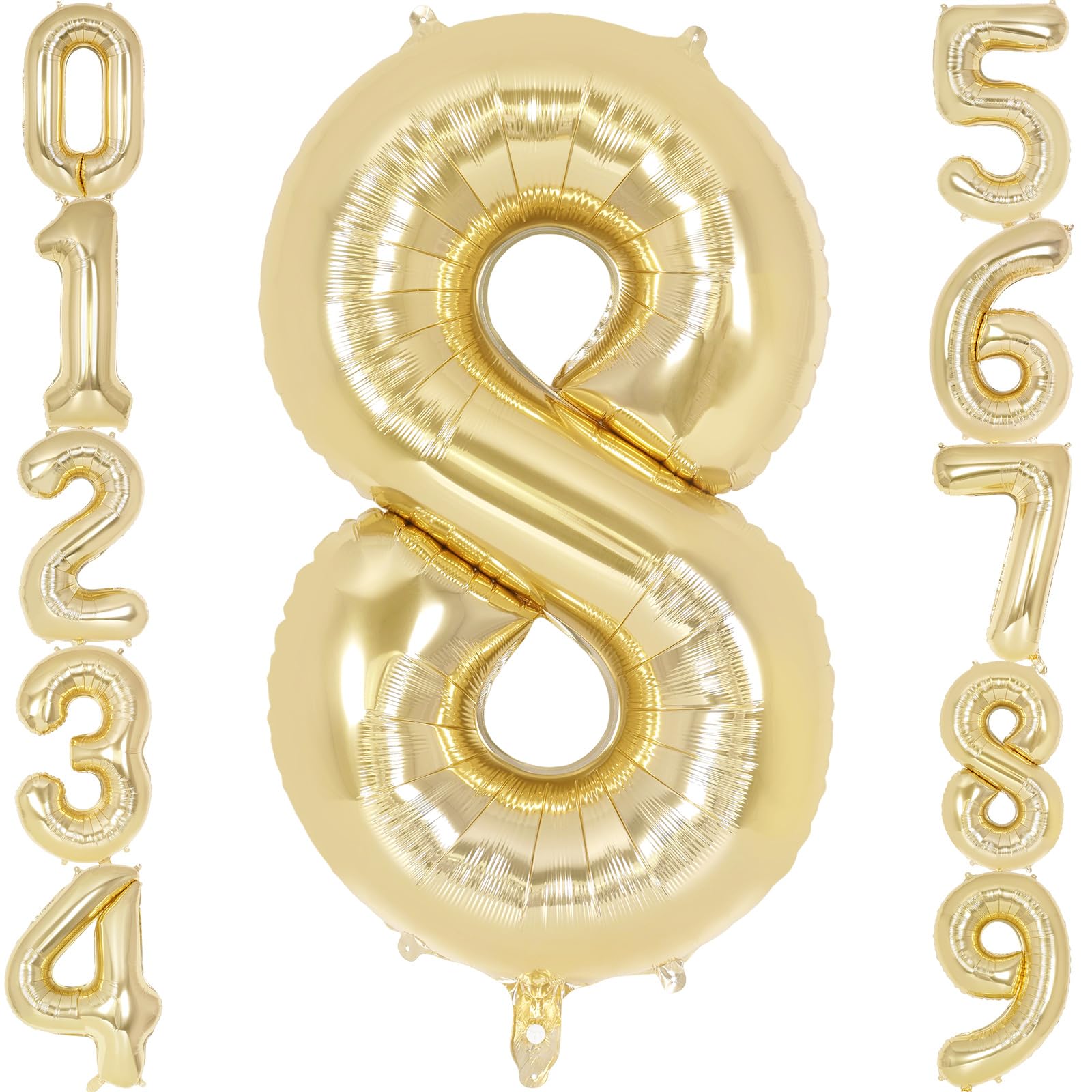 Amazon.com: Light Gold Number 8 Balloon 40 Inch, Big Large Foil Helium ...