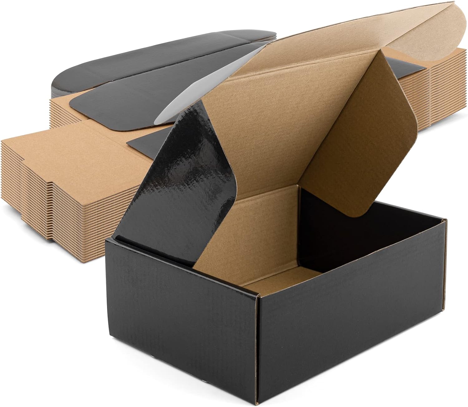 Amazon.com: Golden State Art, 8x6x3 Black Shipping Boxes 26 Pack ...