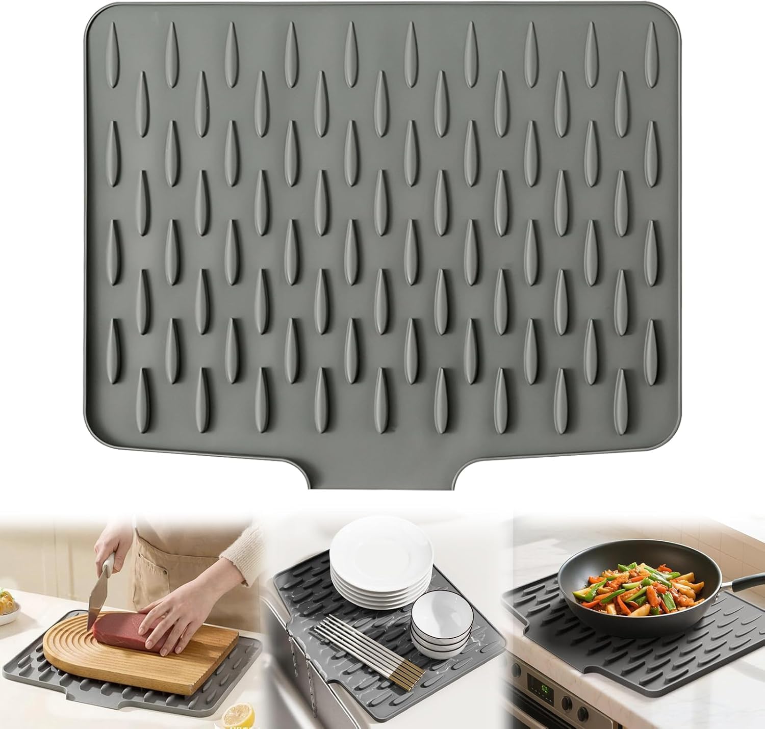 Draining Mat, Silicone Dish Drying Mat, Draining Mats for Kitchen Sink ...