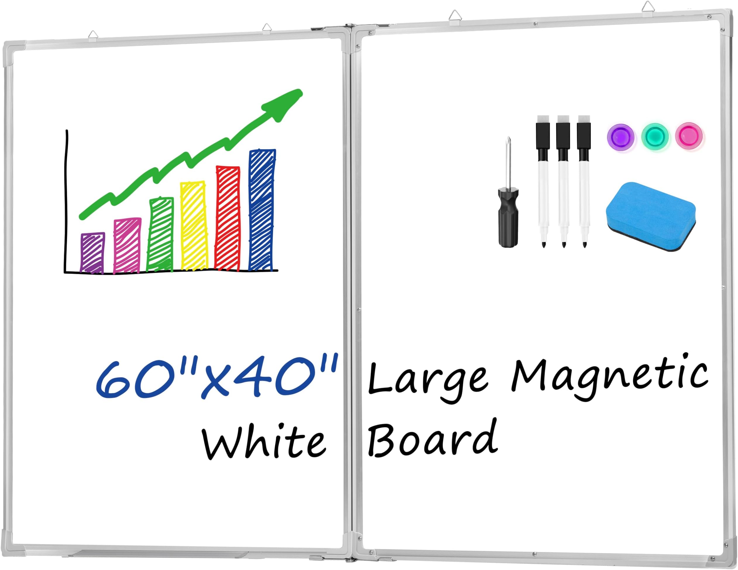 Amazon.com : Rengue Large Magnetic White Board, 60x40" Foldable Dry ...