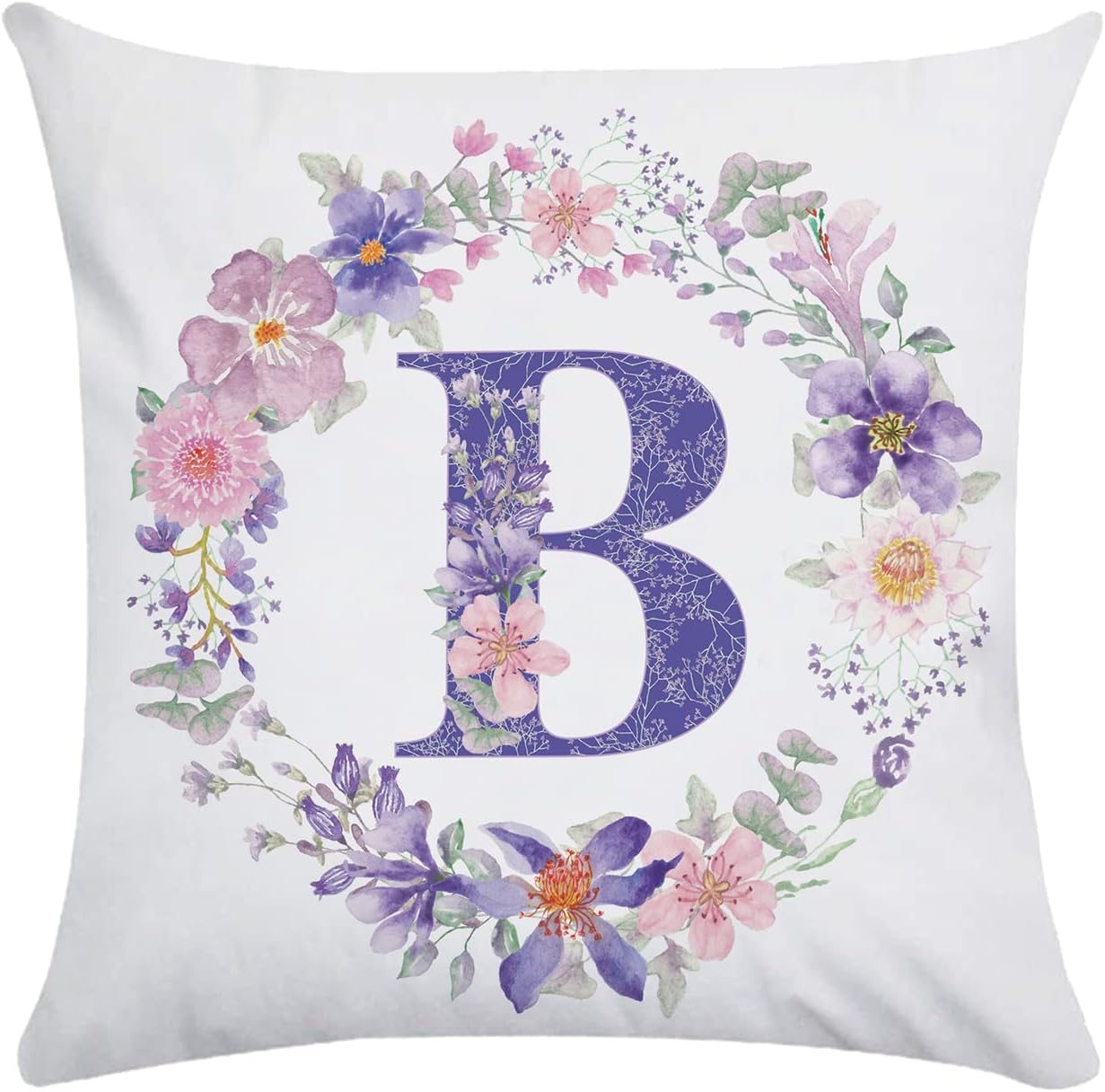 Amazon.com: Evemri Monogram Letter Pillow Covers 18x18 Inch Floral ...