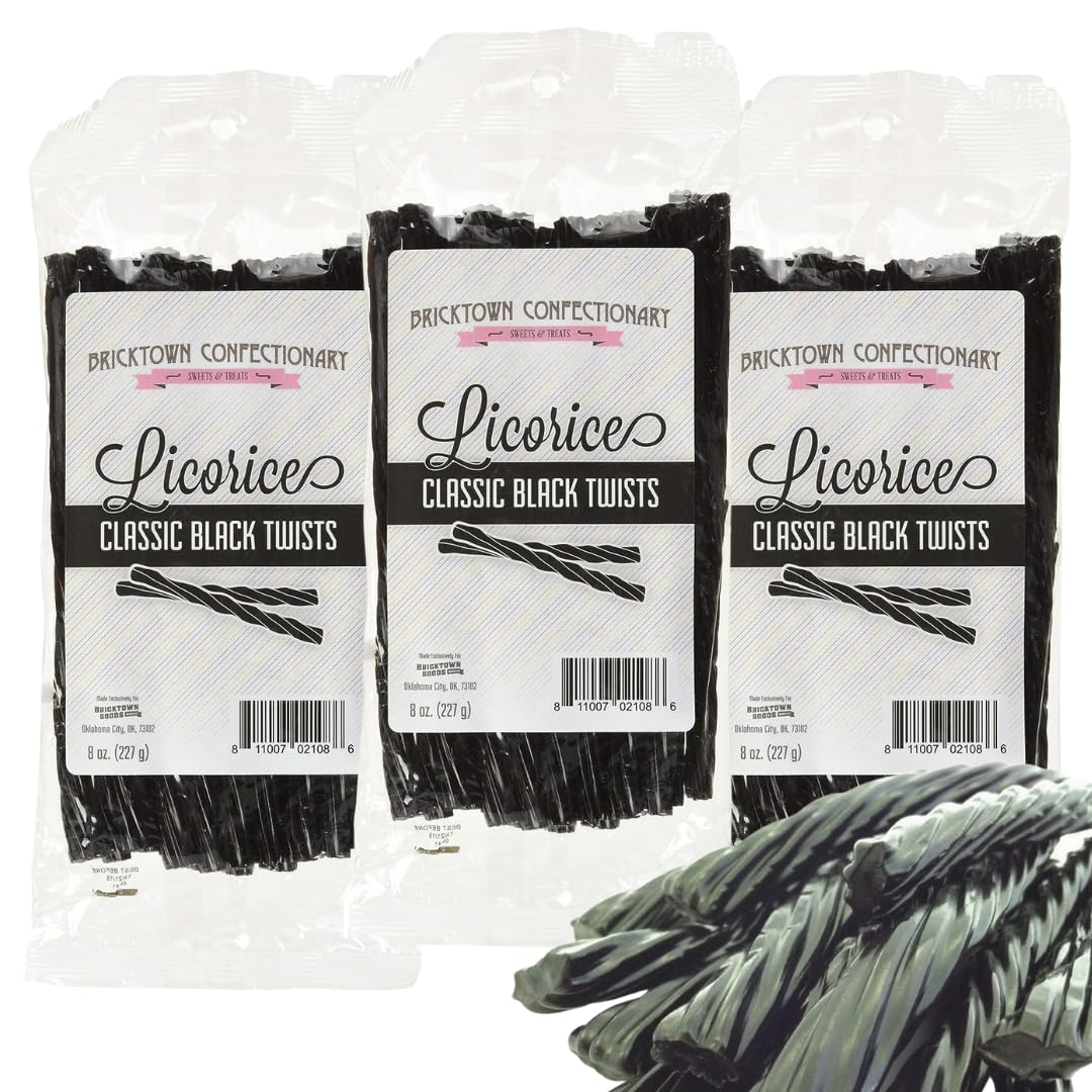 Amazon.com : Classic Black Licorice Twists Pack of 3 - FAT FREE Old ...
