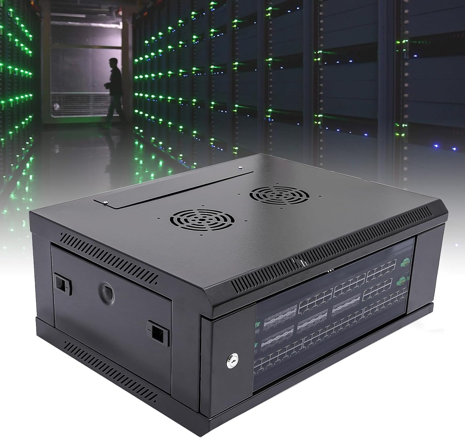 Hanmorfarbi 4U Netzwerk-Rack 60kg Wandmontage-Server-Rack mit Glastür ...