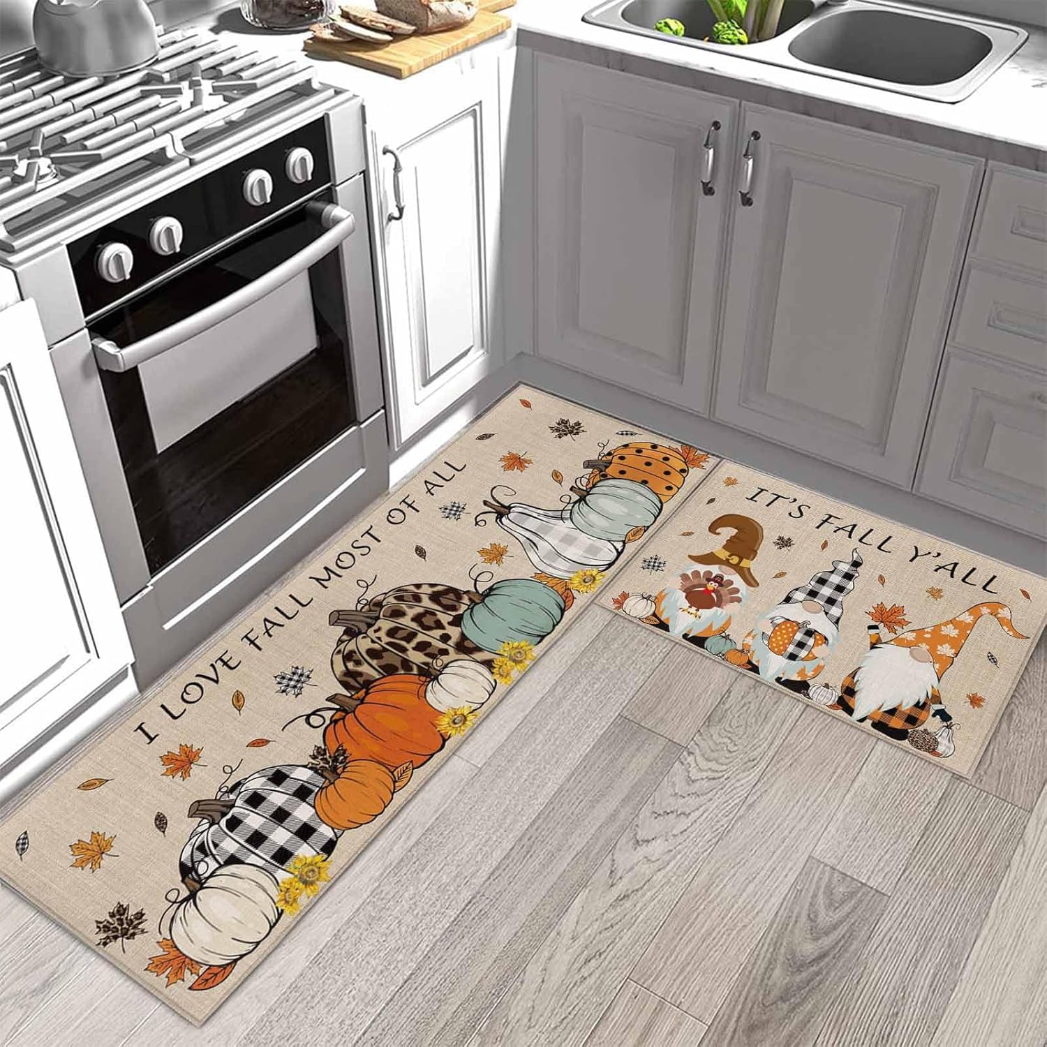 Amazon.com: Livencher Washable Kitchen Mats 2 Piece Set - Non-Slip ...