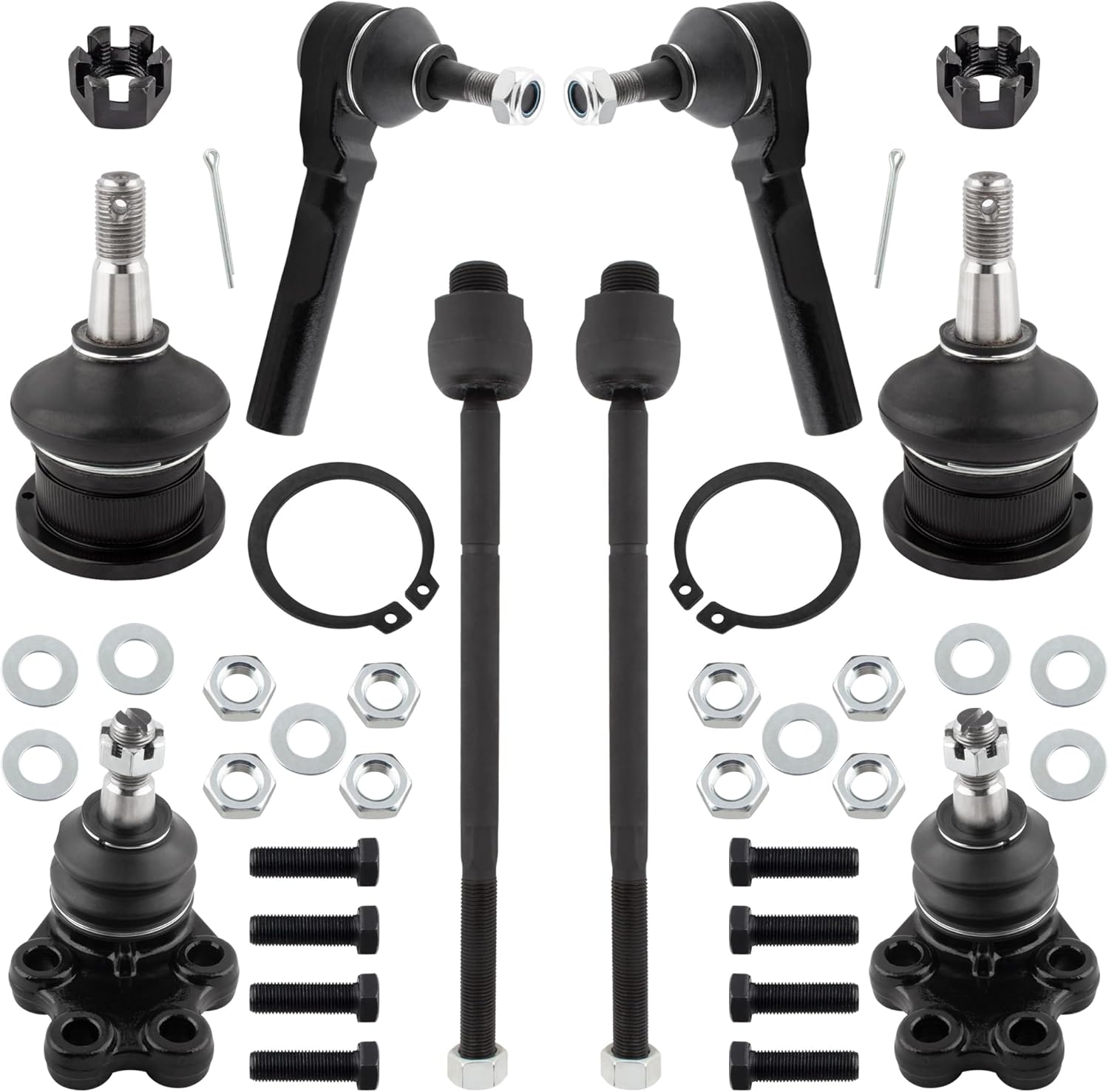 Amazon.com: BOXI (Set of 8) Front Inner & Outer Tie Rod Ends + Upper ...