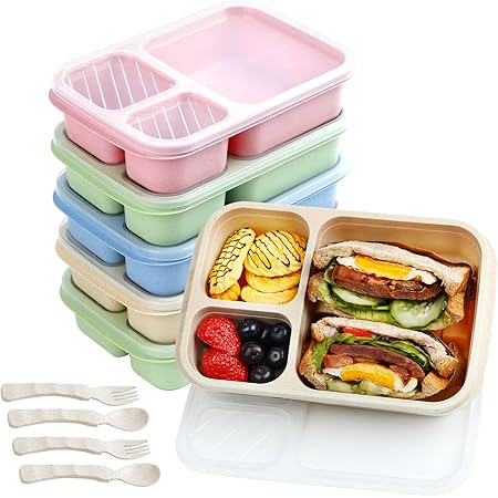 Amazon.com: Mcostar Bento Lunch Box, 4 Pack Lunch Box for Kids, 3 ...