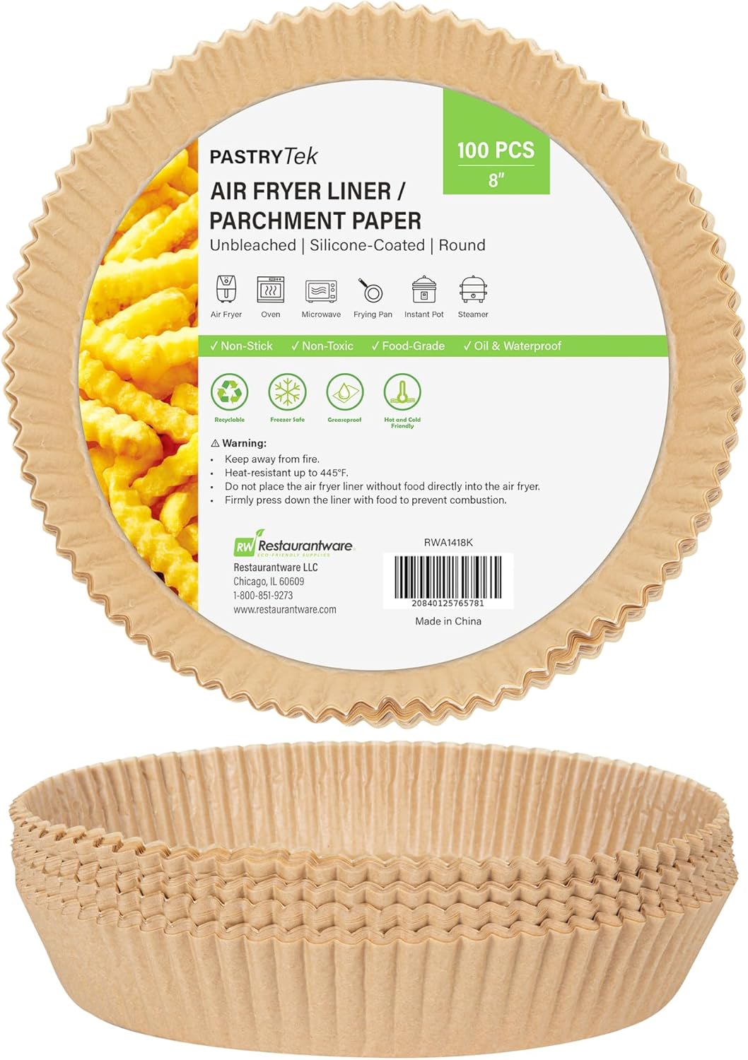 Amazon.com: Restaurantware-Pastry Tek 8.1 x 8.1 x 1.8 Inch Air Fryer ...
