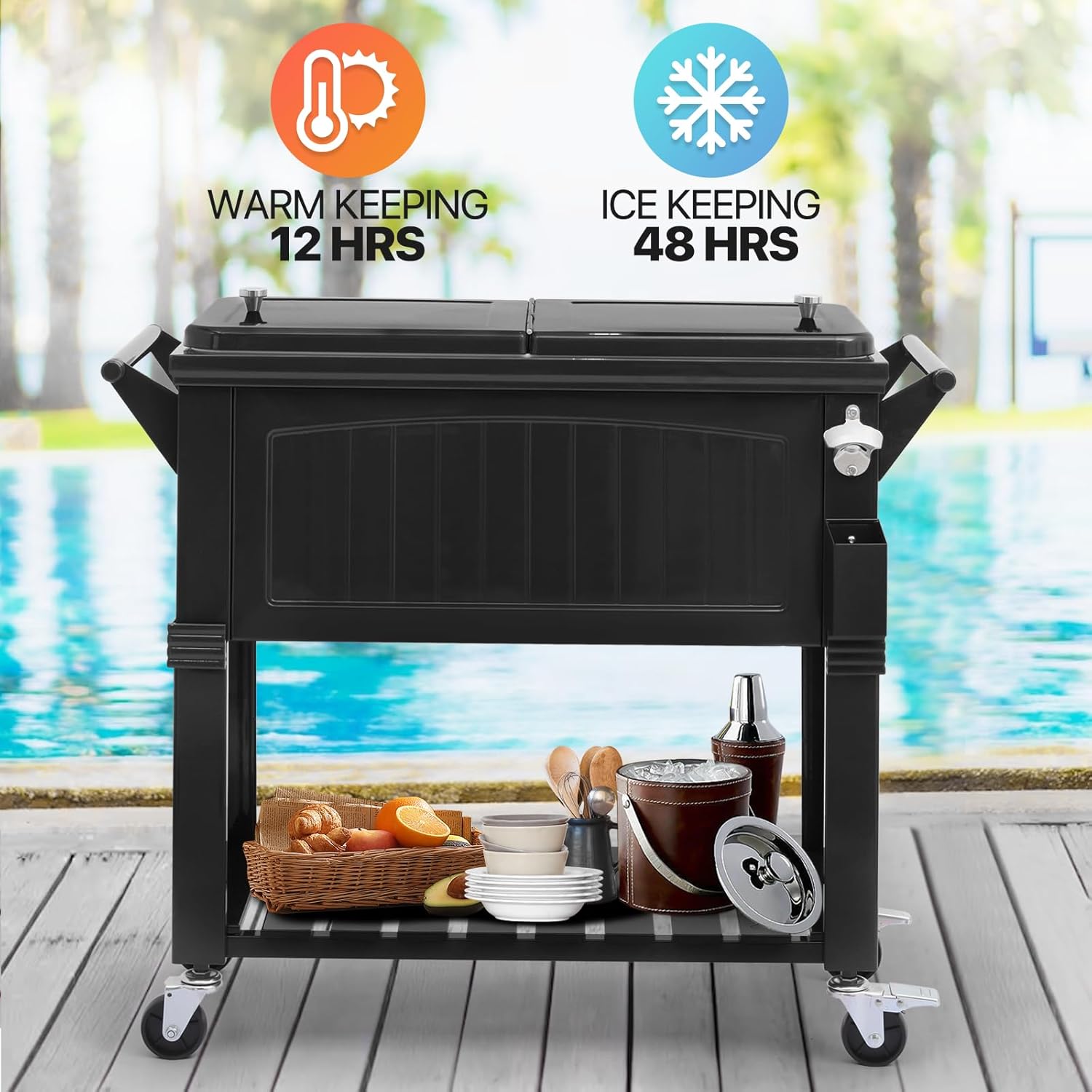 MADOG Classical Cooler with Wheels and Handle Outdoor Coolers for Patio ...