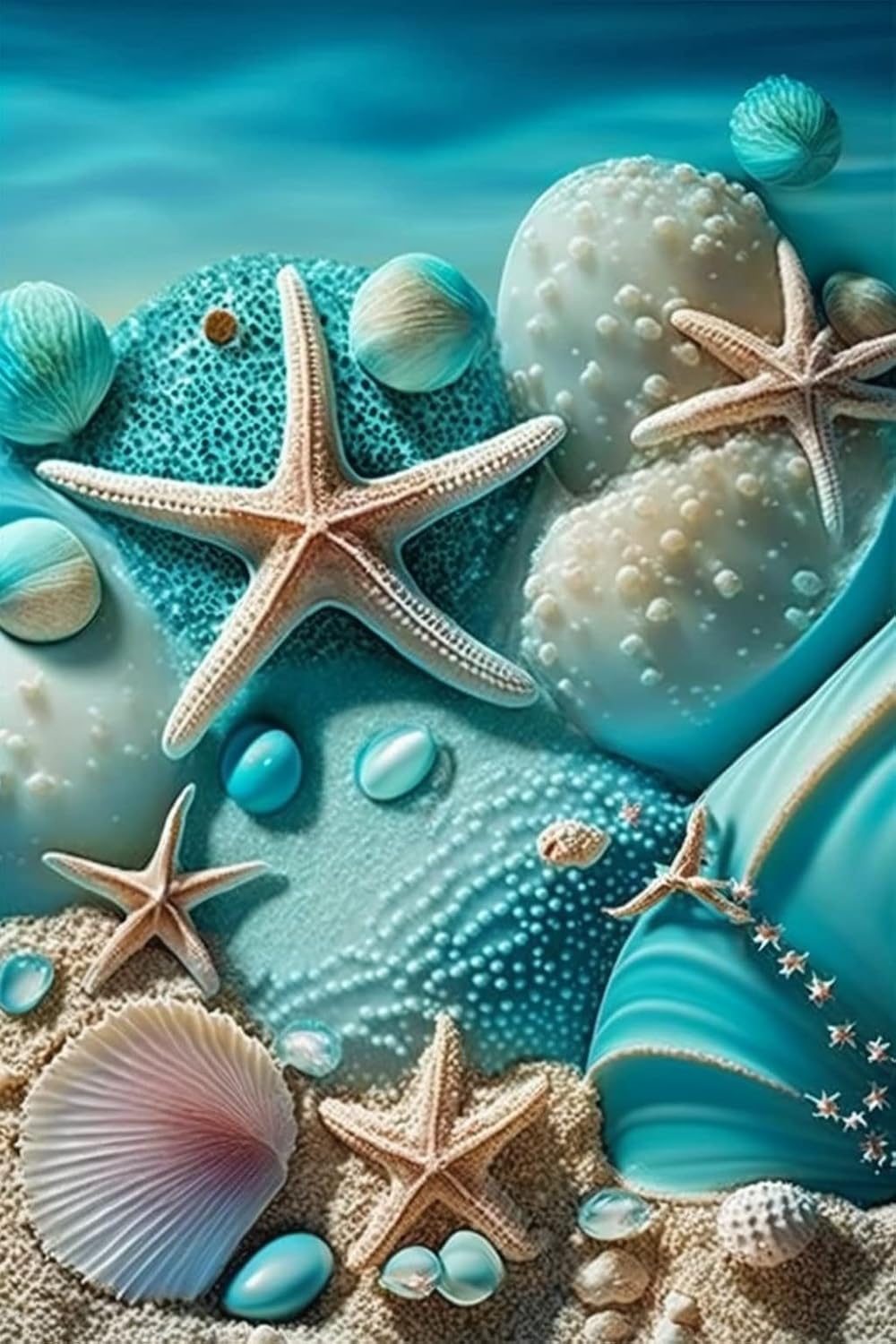 Amazon.com: DIY Diamond Painting Kits Blue Starfish - Romantic Ocean ...