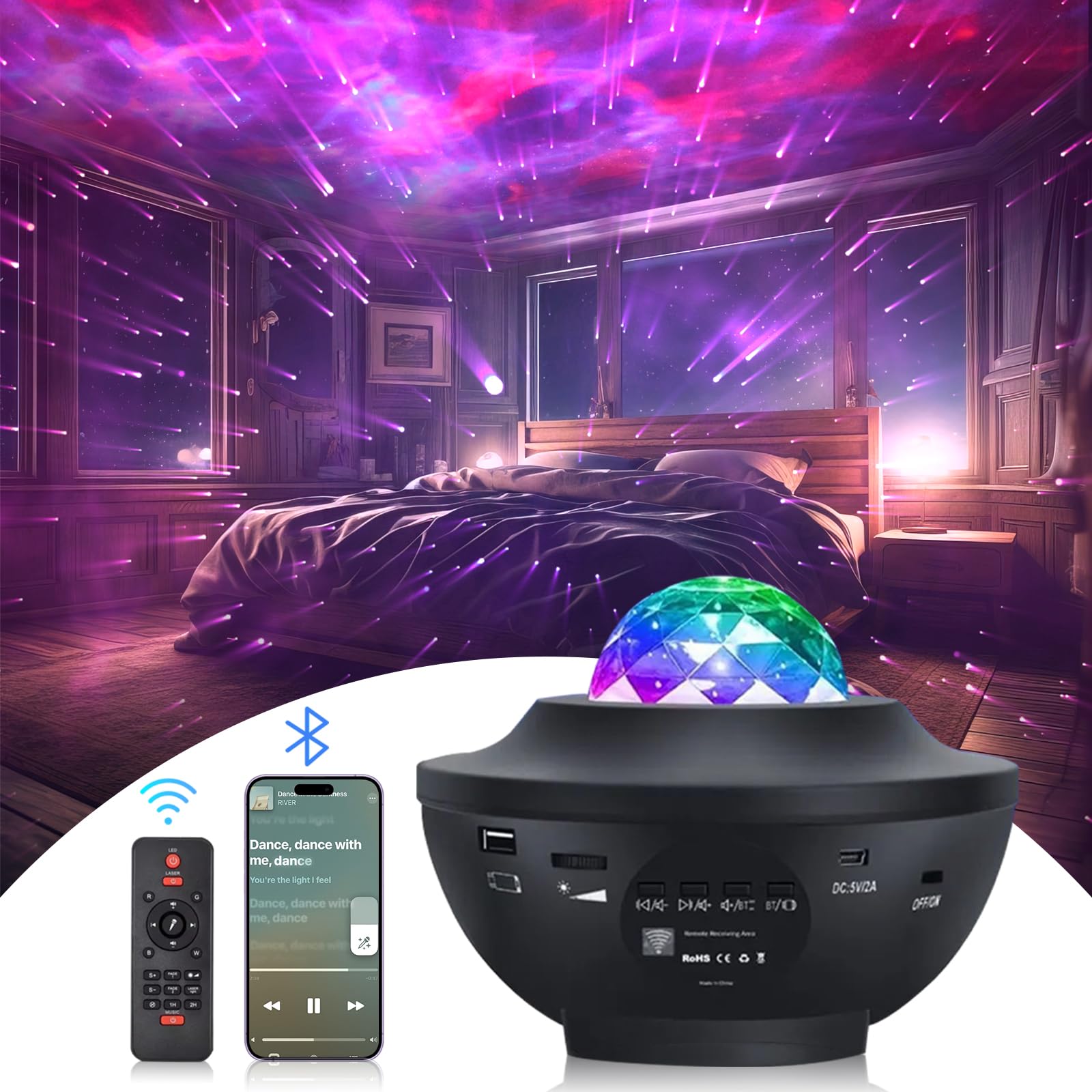 Galaxy Star Projector Light with Remote Control, Timer, Bluetooth ...
