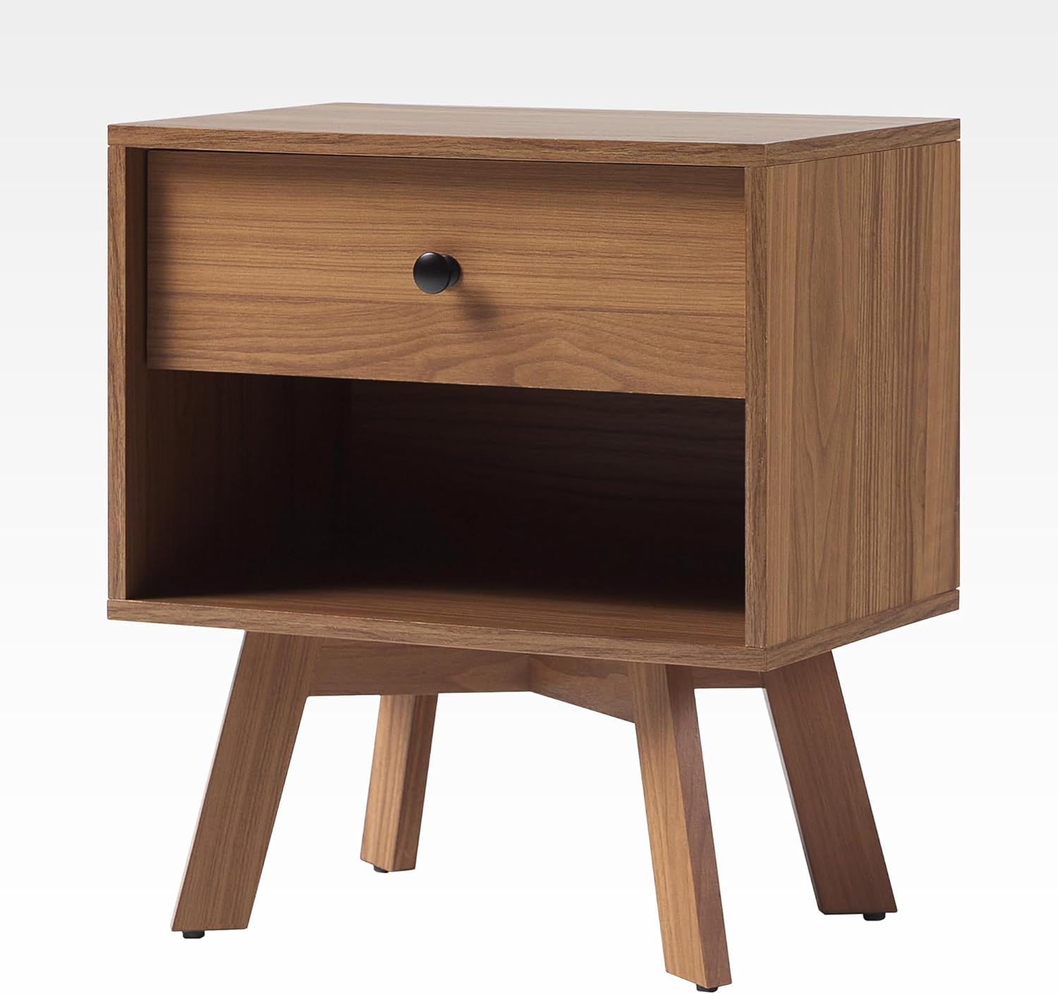 Amazon.com: Walker Edison Mid-Century Modern 1 Nightstand Bedroom Storage Drawer and Shelf ...