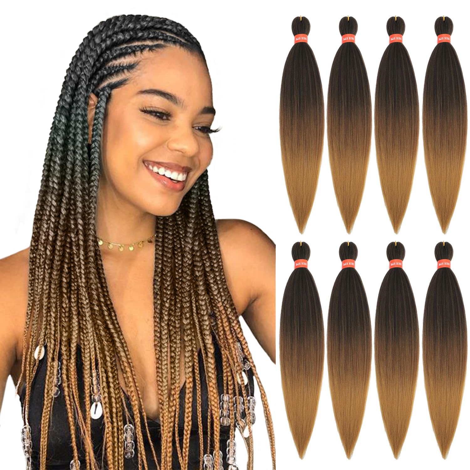 Amazon.com : Ombre Pre-stretched Braiding Hair,Silky Braid Hair ...