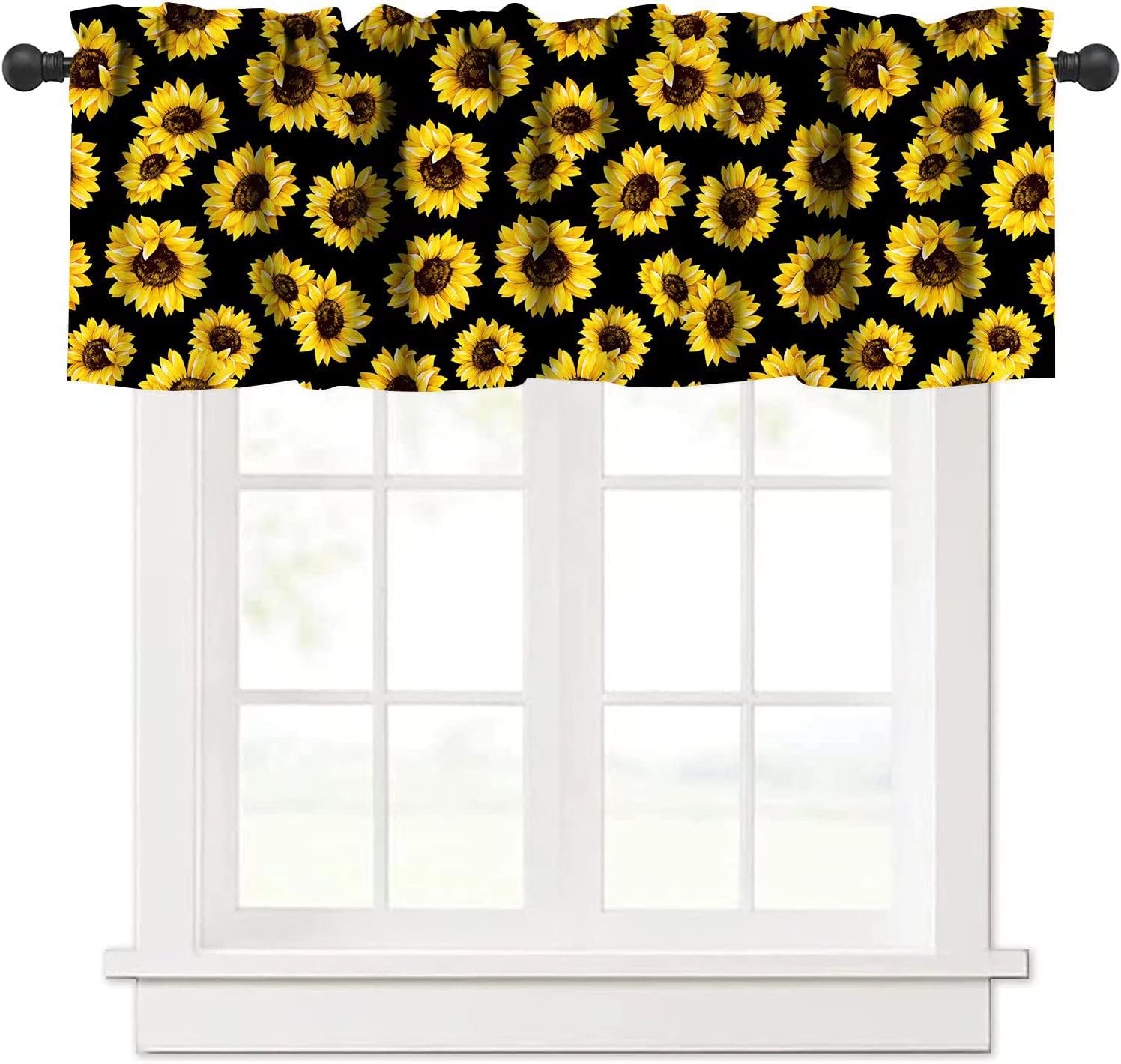 Amazon.com: Sunflower Valance for Window Spring Summer Floral Window ...