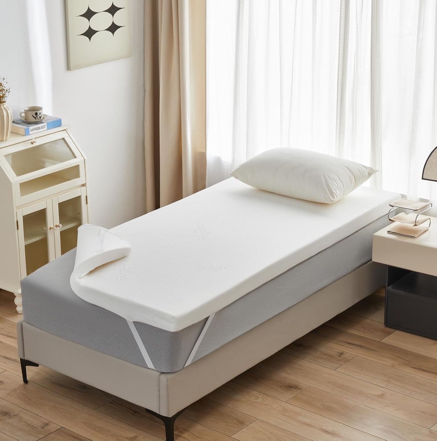 Memory Foam Mattress Topper Single Bed (7cm Thick) Premium Topper for ...