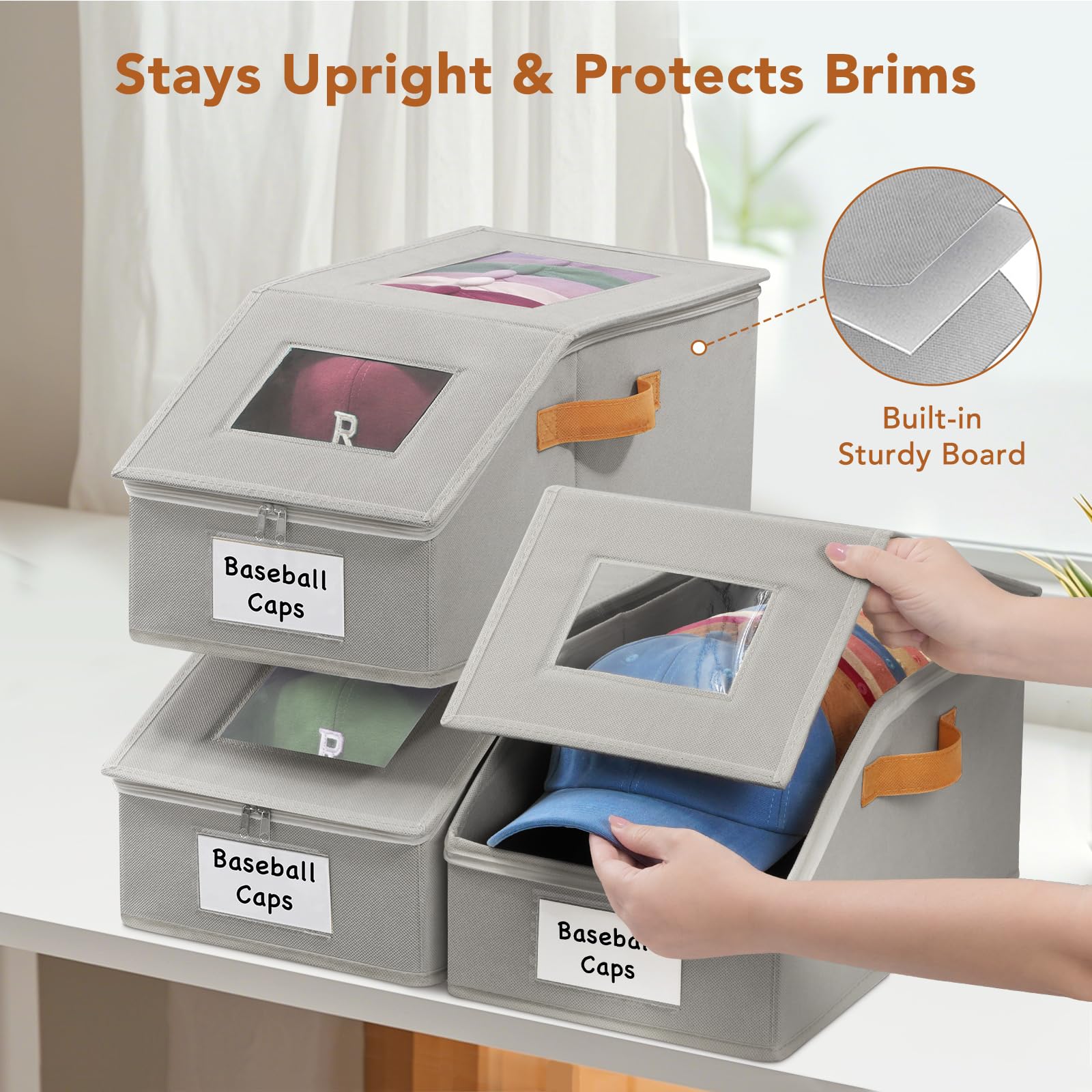 Snapklik.com : Baesyhom 4 Pcs Extra Large Hat Organizer & Storage Box ...